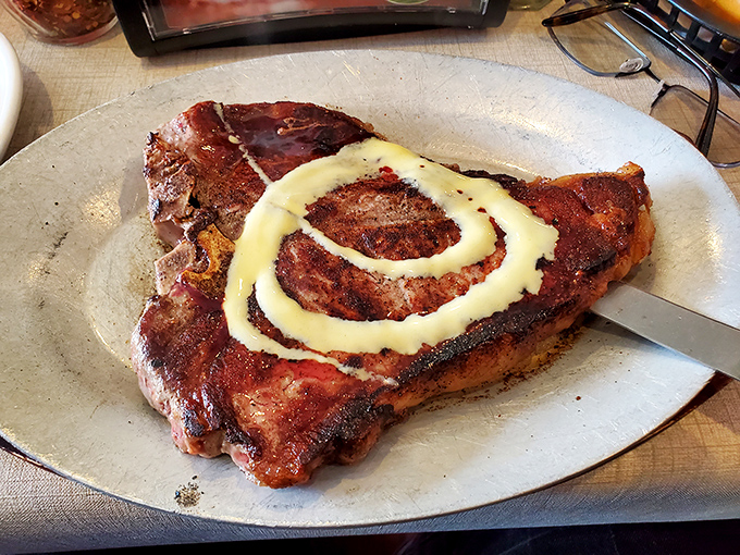 This isn't just a steak &ndash; it's a statement, complete with a mashed potato swirl that says "we care about presentation as much as flavor."