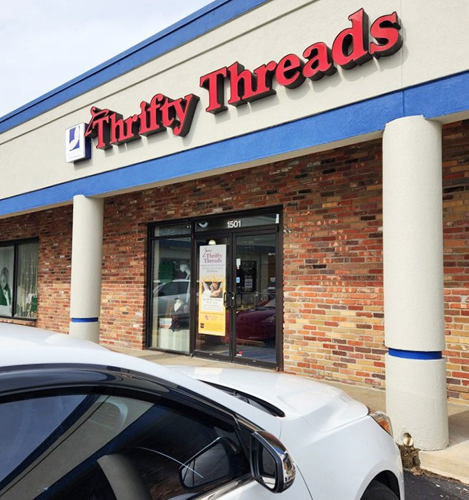 The welcoming storefront promises treasures within, where shopping dreams become affordable reality.