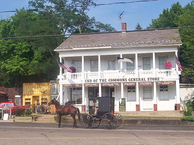 That's not just a horse and buggy outside—it's the perfect timestamp for this slice of Americana. Some places exist outside the rush of modern life.