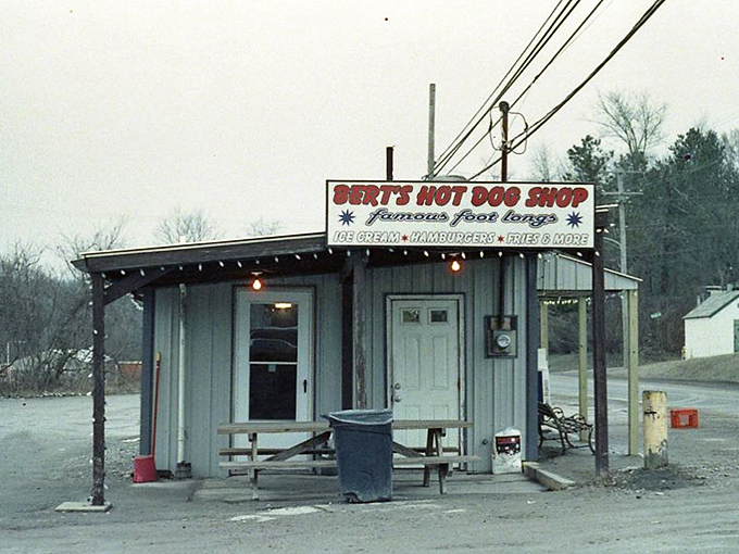 Even in winter's grip, Bert's stands ready to serve. Some places just look more authentic with a dusting of snow and gray skies.