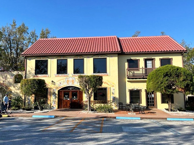 The storefront's European architecture hints at the authentic culinary adventures waiting inside this hidden gem.