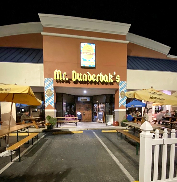 As night falls, the biergarten beckons. Those yellow umbrellas have witnessed more "Prost!" toasts than a German wedding.