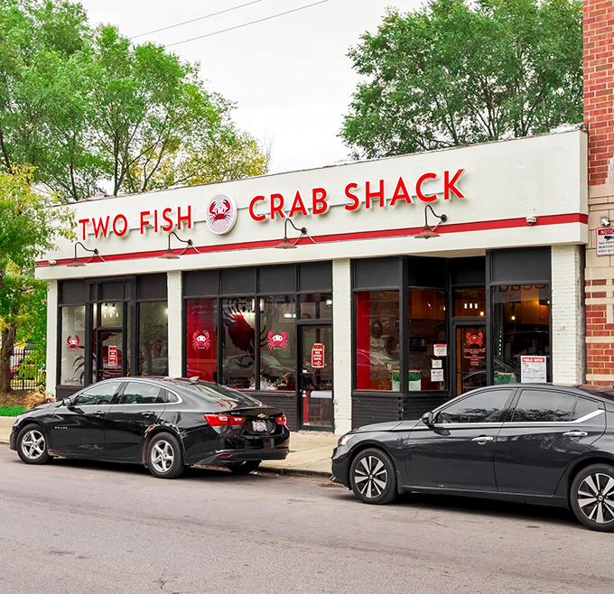 From the street, Two Fish Crab Shack's bright red signage calls to seafood lovers like a siren song&mdash;resistance is futile, and surrender is delicious.