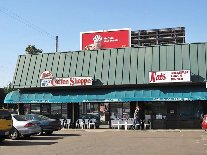 The iconic teal awning and vintage signage serve as a beacon for breakfast lovers &ndash; a landmark that's outlasted countless food trends in the Valley.