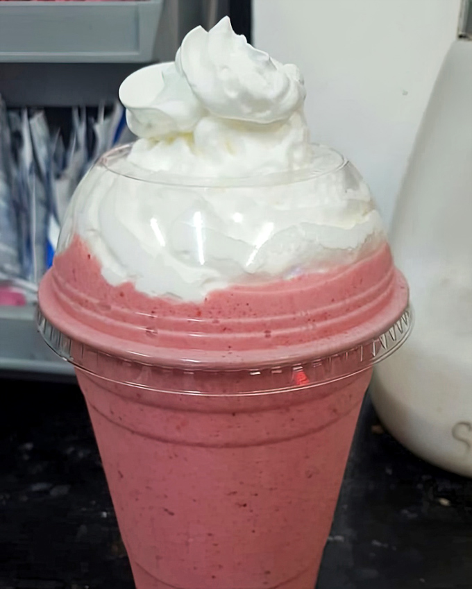 This strawberry smoothie topped with whipped cream is the California dream in a cup&mdash;sunshine-bright flavor that pairs surprisingly well with fried dough.