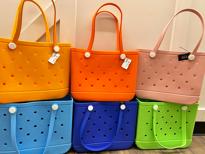 Summer-ready totes in colors brighter than an Indiana July. These bags are practically begging to be filled with farmers market finds.