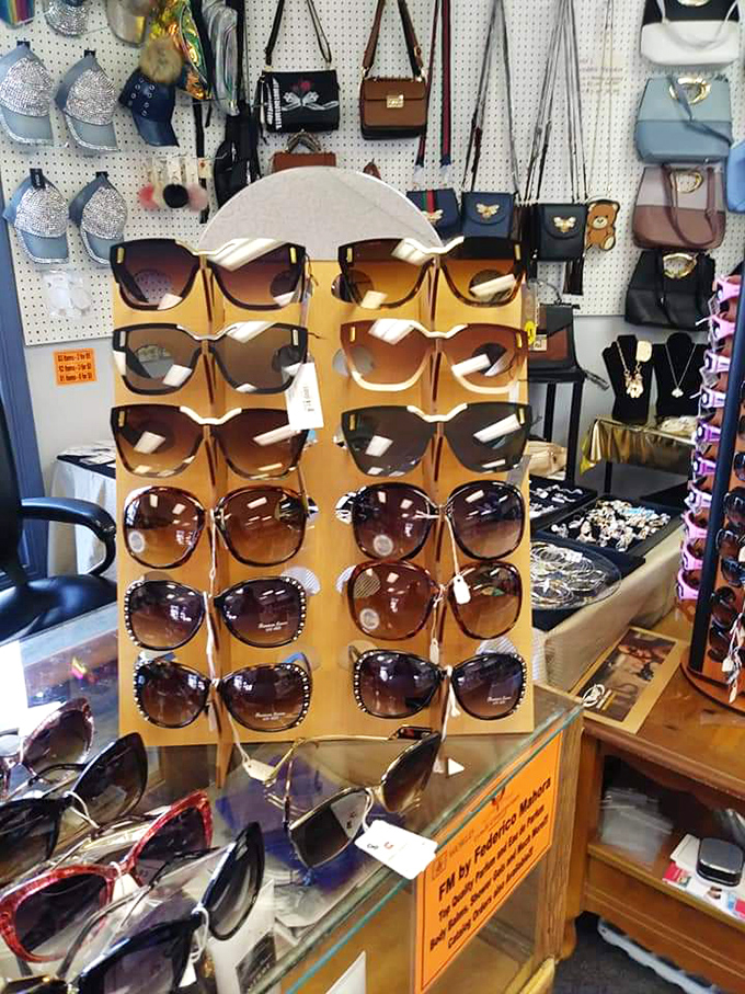 Sunglasses for days! Whether you're channeling Jackie O or The Terminator, your perfect summer look awaits on this spinning display of possibilities.