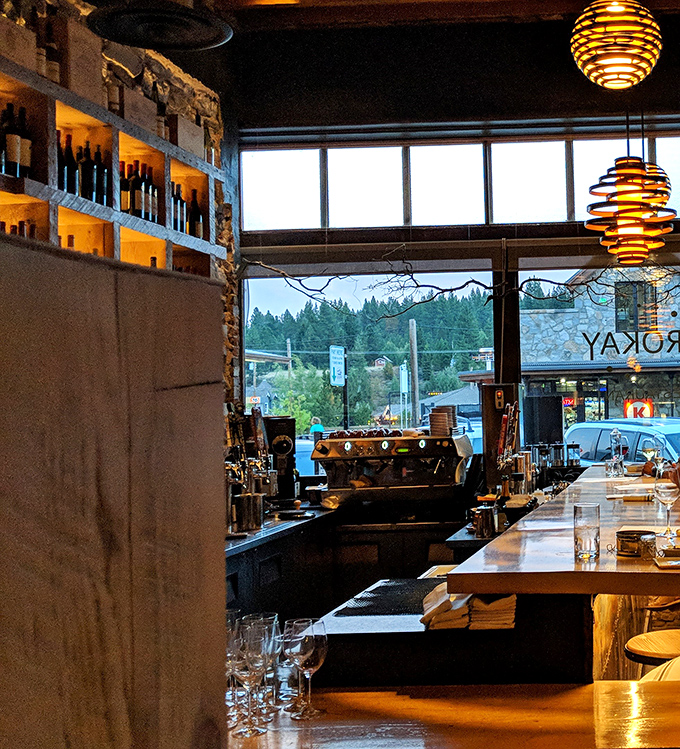 Modern mountain elegance awaits, where carefully crafted cocktails and ambient lighting create the perfect backdrop for retirement celebration splurges.