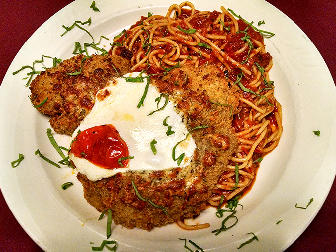 Veal parmigiana that would make Tony Soprano cancel his reservation at Vesuvio's.