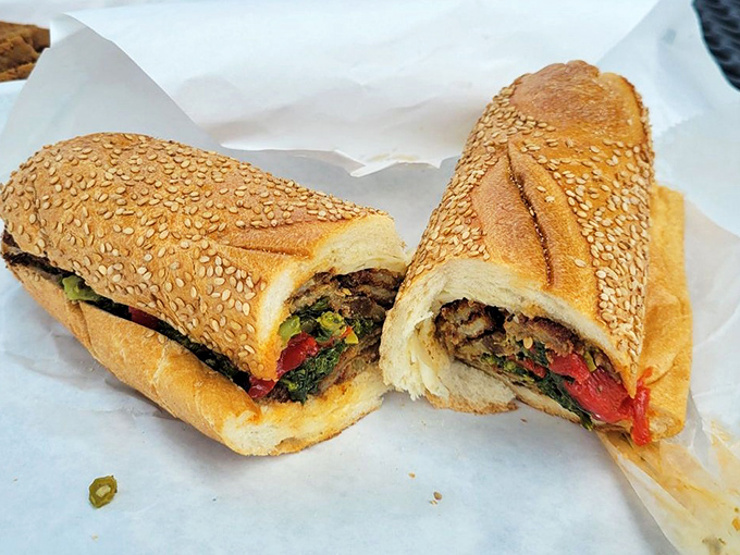 A veggie hoagie that meat-lovers secretly crave. Those roasted peppers and greens aren't just toppings&mdash;they're the main event.