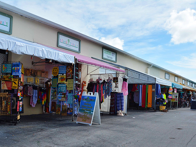Island Bazaar and neighboring shops create a colorful patchwork of possibilities. The siren song of bargains draws shoppers from their cars like moths to flame.