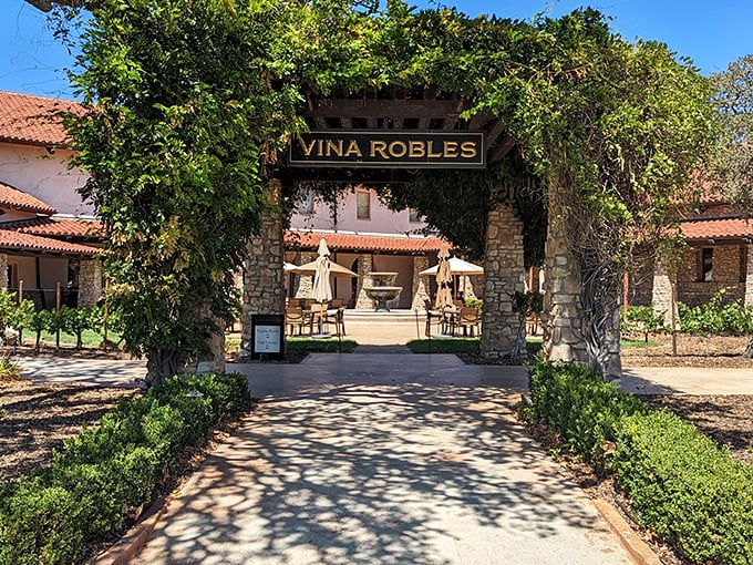 Vina Robles welcomes visitors through a vine-covered archway &ndash; the perfect introduction to an afternoon of exceptional wine and breathtaking views.