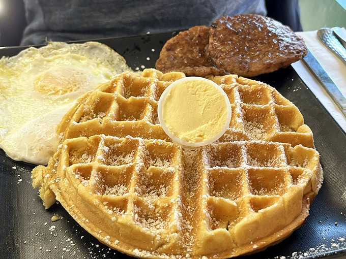 Waffles with the perfect grid pattern &ndash; nature's way of ensuring your butter and syrup have plenty of places to pool into little flavor lagoons.