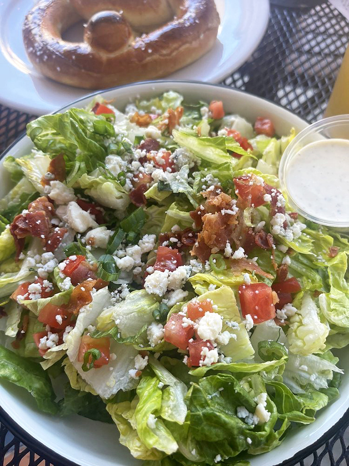 A salad that doesn't apologize for being a salad&mdash;crisp, colorful, and crowned with enough bacon and cheese to earn respect.