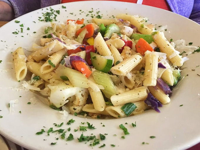 Pasta primavera that proves Hobee's isn't just a breakfast joint. Those vegetables look like they were picked this morning.