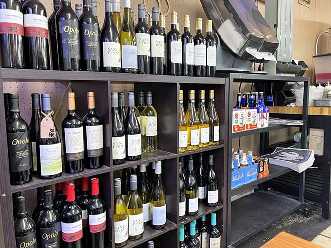 The wine selection proves Pinegrove isn't just about sandwiches and onion rings&mdash;they understand that proper hydration matters too.