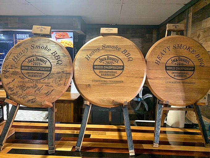 Jack Daniel's World Championship Invitational Barbecue plaques&mdash;the Olympics of smoke and fire. These wooden medallions are the barbecue equivalent of Michelin stars.