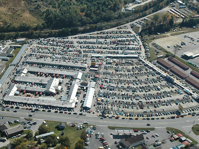 From above, Smiley's reveals its true scale&mdash;a small city of commerce where thousands gather weekly to participate in America's oldest form of retail therapy.