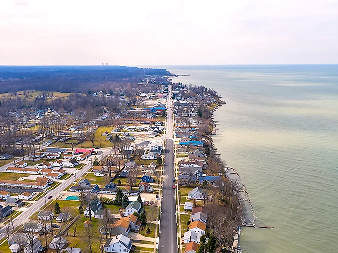 From above, Geneva reveals its perfect positioning&mdash;one foot in Lake Erie's refreshing waters, the other firmly planted in Ohio's heartland.