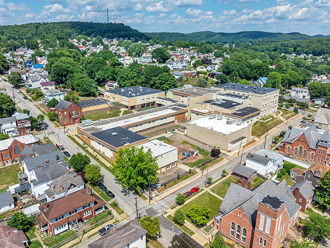 From above, Leechburg reveals itself as a perfect patchwork of community&mdash;nestled in Pennsylvania's rolling hills like a scene from Mister Rogers' neighborhood.