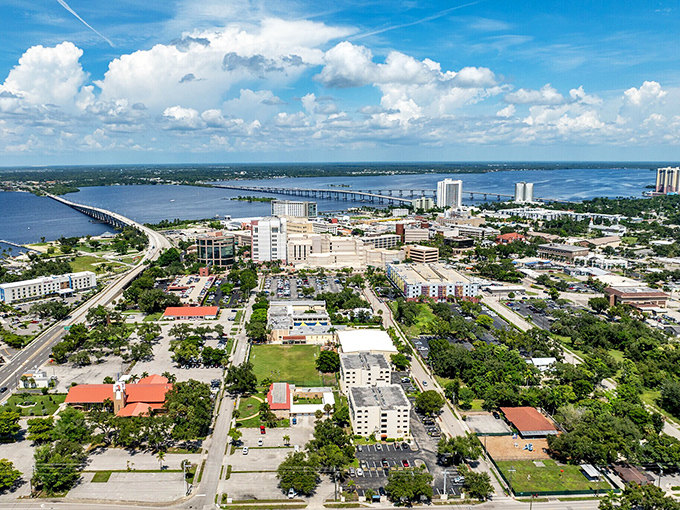 From above, Fort Myers reveals its perfect balance of water, greenery, and development&mdash;a masterclass in how to build a city without forgetting nature's blueprint.