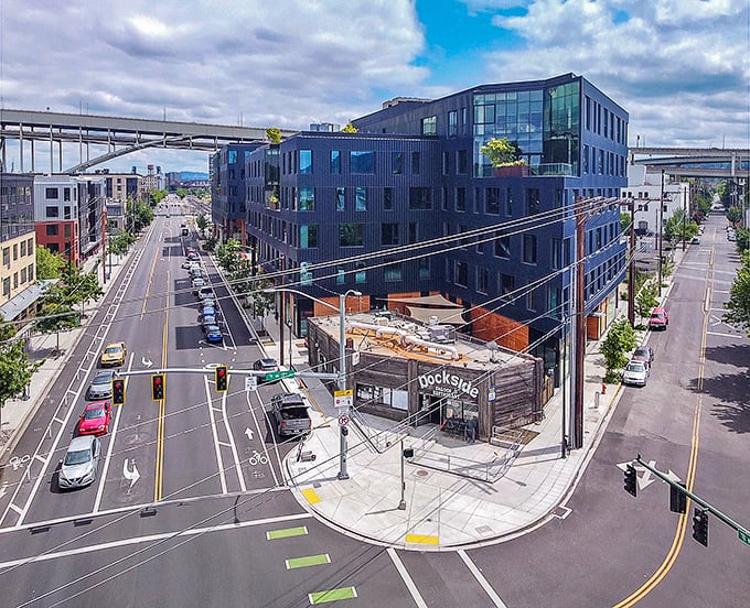 From above, Dockside stands its ground while the city grows up around it &ndash; literally.