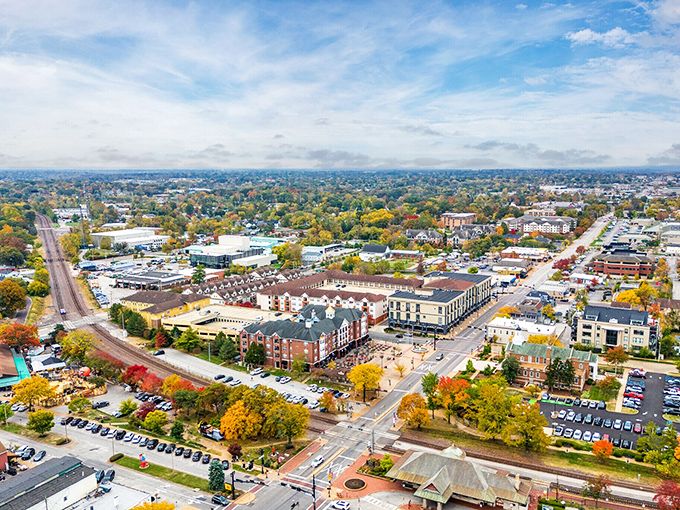 From above, Kirkwood reveals its true character&mdash;a carefully balanced tapestry of residential neighborhoods, green spaces, and vibrant downtown life.