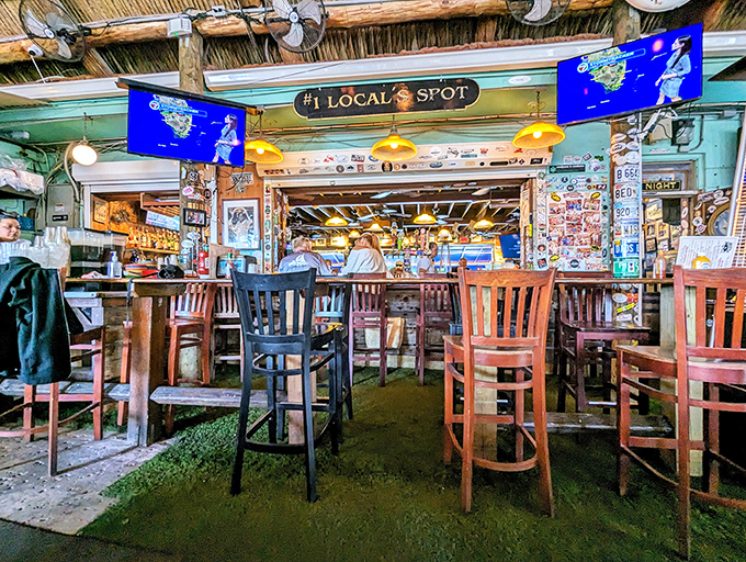 The bar proudly declares itself the "#1 LOCAL SPOT"—and when locals choose to eat where they work, you know you've found the real deal.