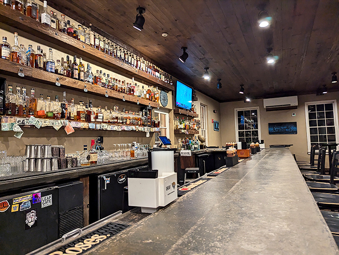 A bar stocked for serious enjoyment. The bourbon selection alone suggests these folks understand that great BBQ deserves equally great libations.
