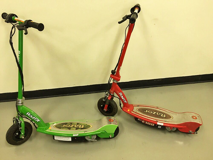 Childhood joy on wheels! These electric scooters are ready for their next adventure with a new family and fresh batteries.
