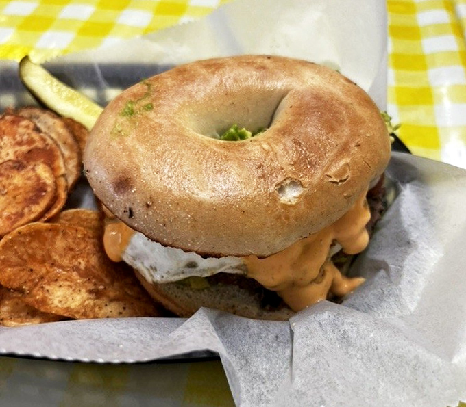 A breakfast burger that answers the eternal question: "Why should lunch have all the fun?" with a resounding "It shouldn't!"