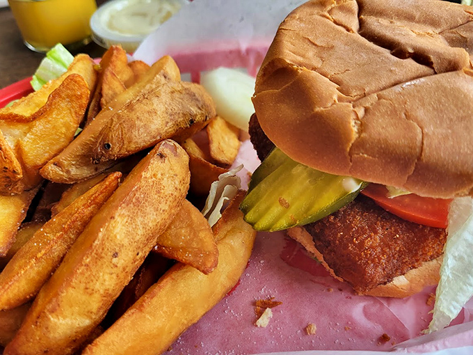 Classic burger and fries combo that proves sometimes the simplest pleasures deliver the greatest satisfaction.