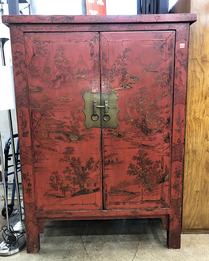 This red lacquered Chinese cabinet isn't just furniture&mdash;it's a conversation piece with more character than most dating app matches.
