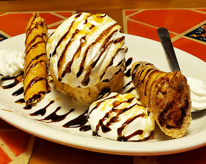15. This isn't just dessert&mdash;it's a sweet finale worthy of a standing ovation. Fried ice cream with chocolate drizzle: proof that the best things in life are simple.