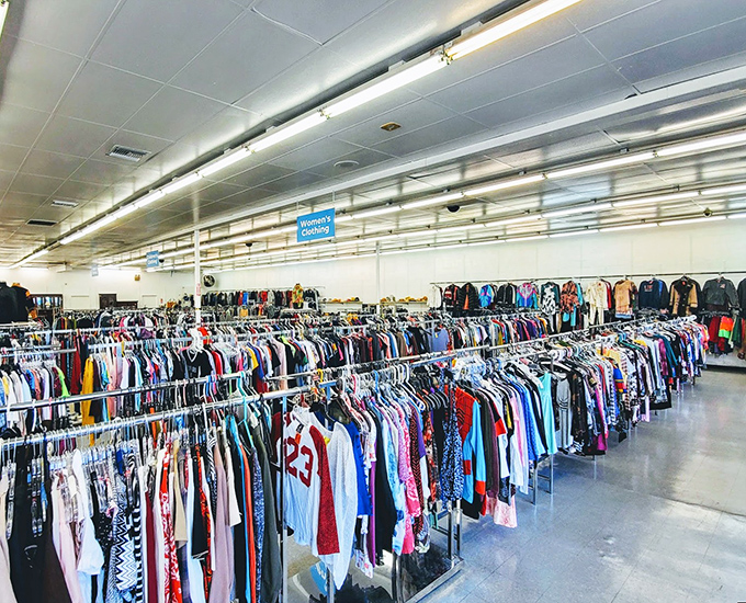 The clothing section stretches as far as the eye can see. This isn't just shopping&mdash;it's a treasure hunt where X marks the perfect vintage tee.
