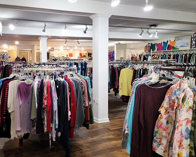 The clothing section rivals department stores in organization but beats them handily in both price and character. Fashion recycled with dignity.