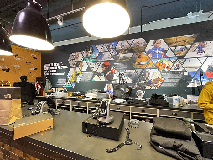 The North Face counter stands ready for adventure&mdash;or at least for outfitting you to look like you're about to embark on one.