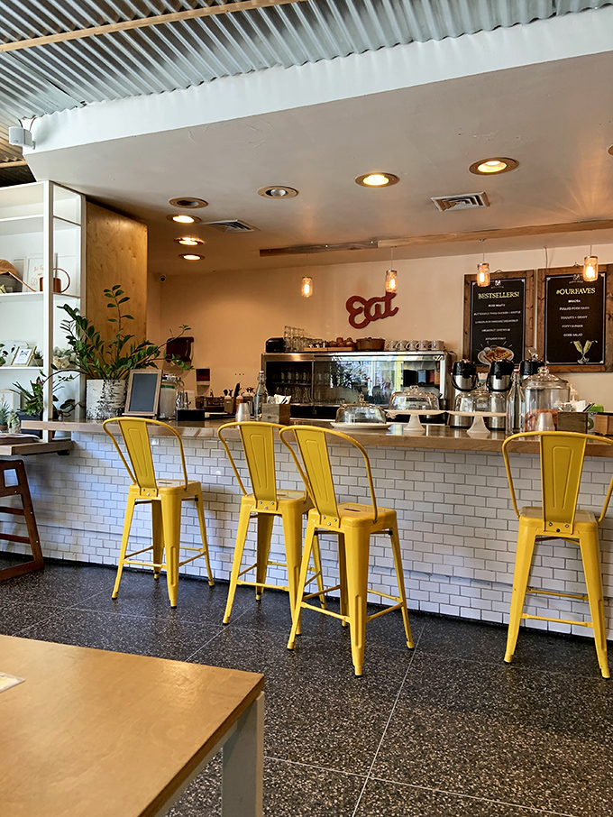 The counter seating area&mdash;where coffee refills come quickly and you can watch breakfast magic happen in real time.