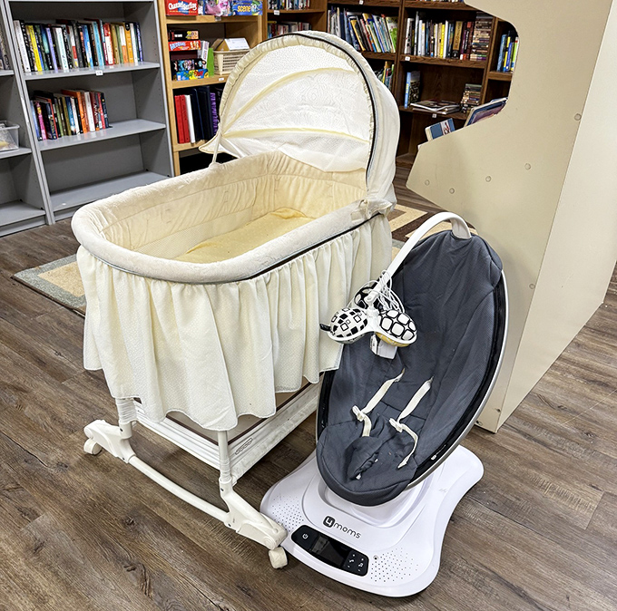 Baby furniture waiting patiently for the next generation of tiny humans to call it home.