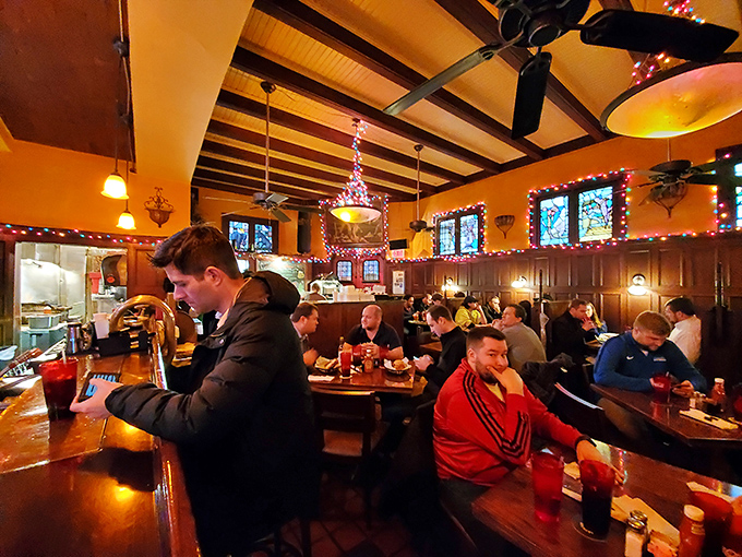 The warm glow of the dining room creates the perfect backdrop for what matters most&mdash;good food, good drinks, and good company in a space that feels like coming home.