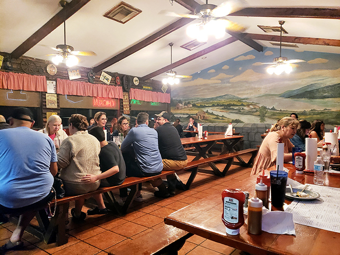 The communal dining experience at Shiver's—where strangers become friends united by the universal language of great barbecue.
