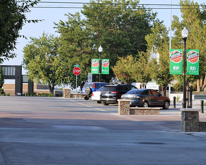 Street banners celebrate Hermiston's identity throughout downtown. When your town mascot is a watermelon, you know life won't be bland.
