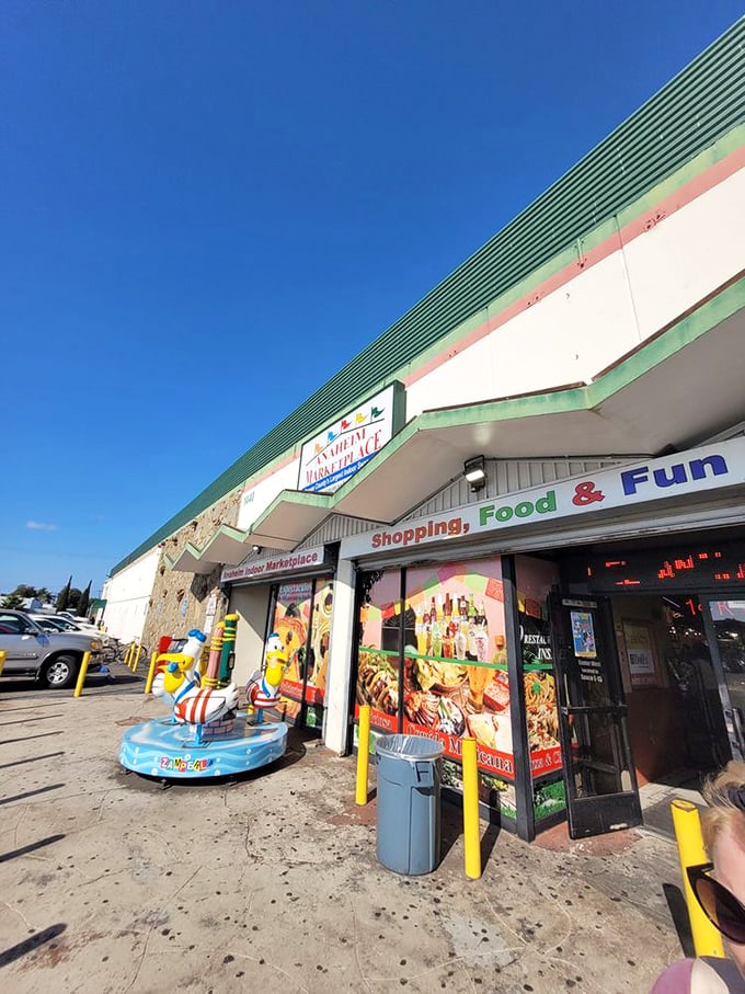 "Shopping, Food & Fun" isn't just a sign&mdash;it's a promise delivered daily at the unassuming entrance to Anaheim Marketplace.