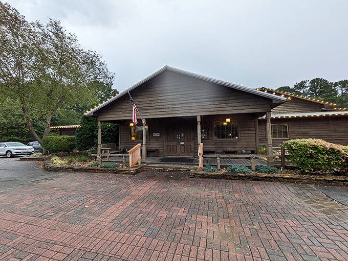The entrance view that welcomes you like an old friend, with a brick pathway that's walked by both first-timers and decades-long regulars.