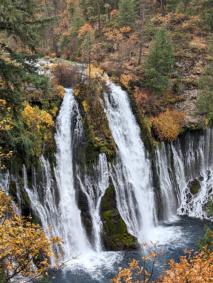 Autumn paints the perfect backdrop for these falls, proving Mother Nature's superior decorating skills.
