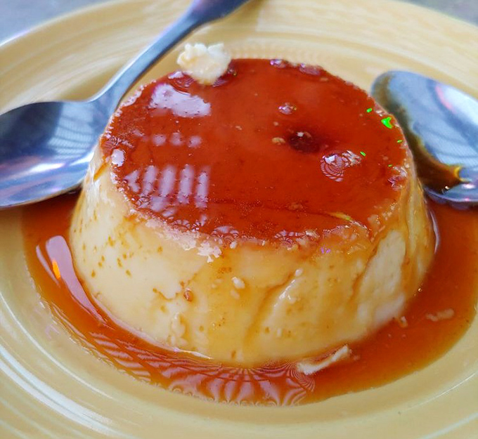 Flan that glistens with possibility. This silky custard wearing a caramel crown is the grand finale your Mexican feast deserves.