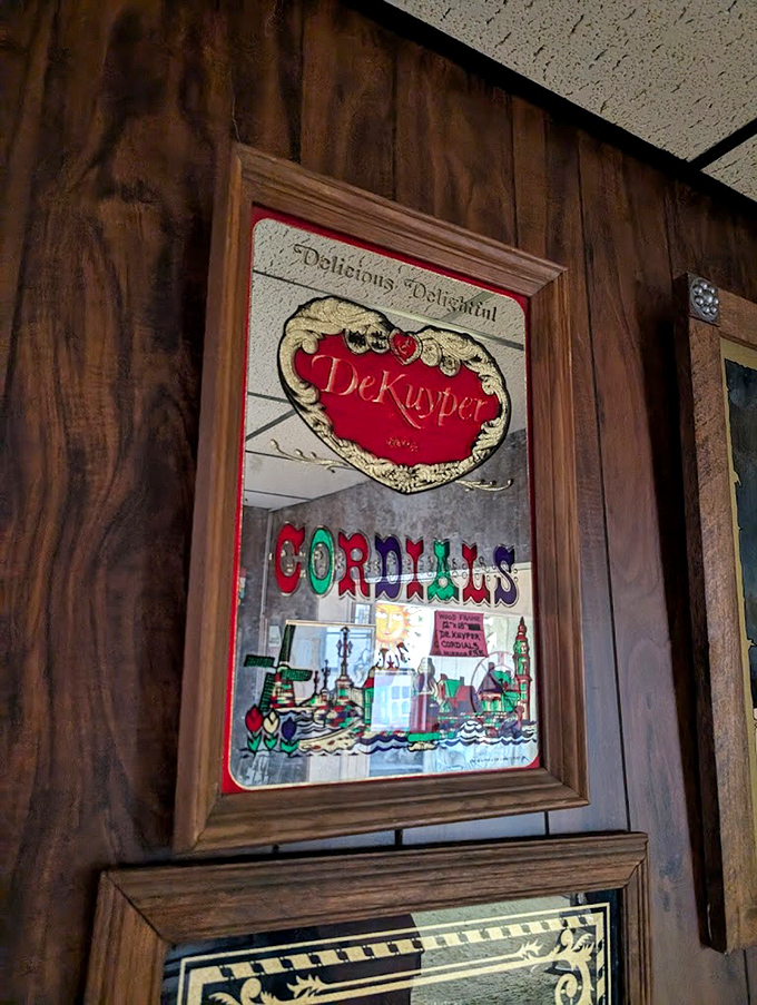 Vintage advertising mirrors reflect a time when graphics weren't created with an app. "Delicious Delightful" indeed&mdash;just like this entire store.