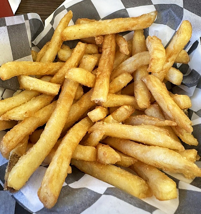 French fries that achieve the golden trifecta: crispy outside, fluffy inside, and just the right amount of salt. Some things are universal.
