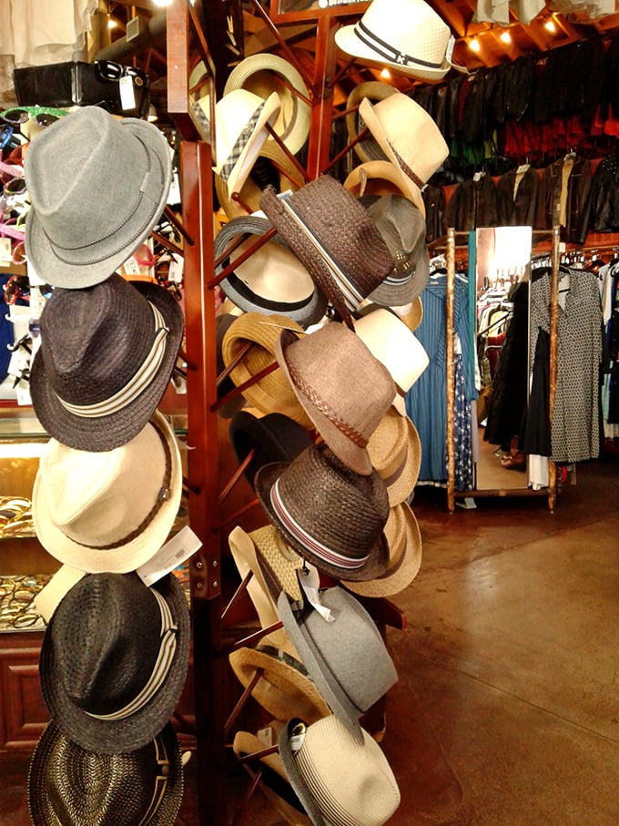 Hat displays offering instant personality changes, because sometimes you need a new head to match.