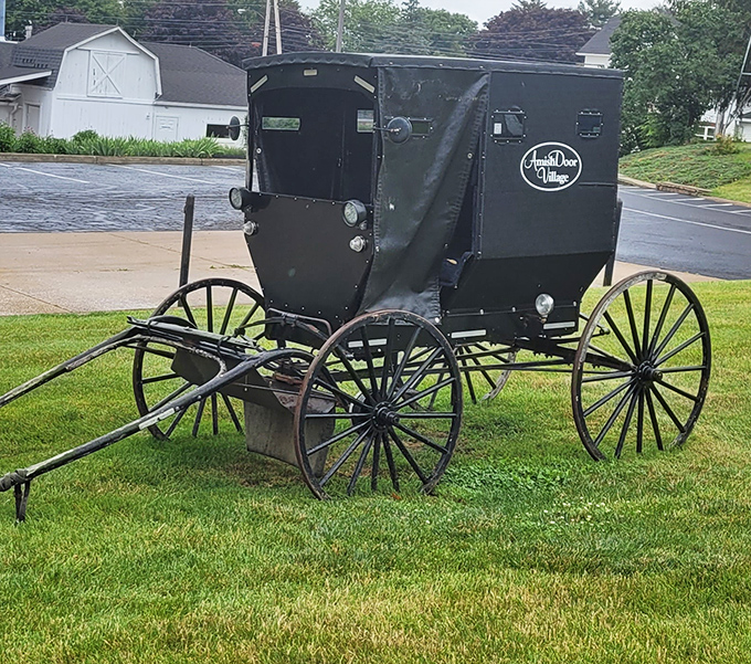 An authentic Amish buggy reminds visitors of the cultural traditions behind the cuisine. This isn't just dinner&mdash;it's a glimpse into a different way of life.